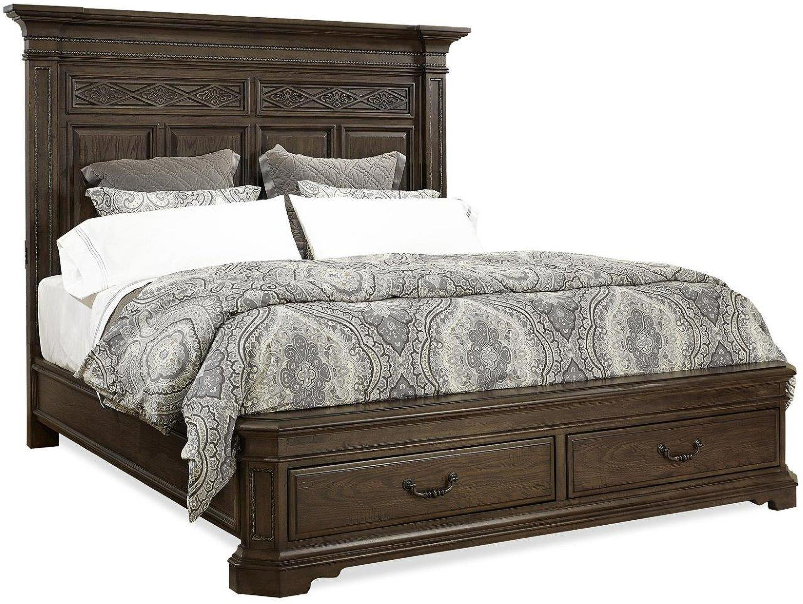 Foxhill Queen Panel Storage Bed In Dark Brown I201-402-403D-412 by ...