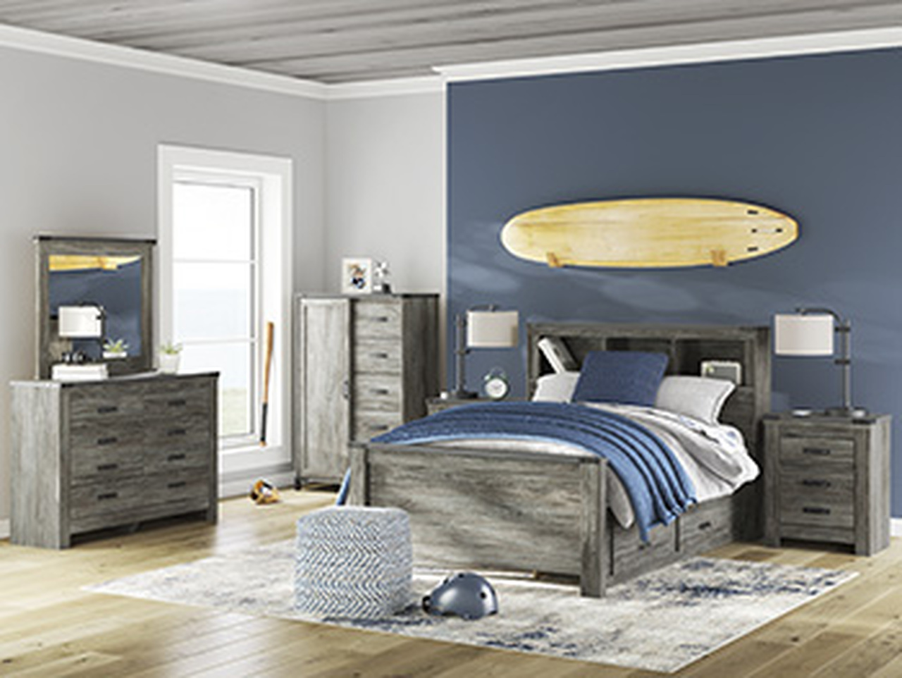 Frandern Full Bookcase Headboard In Gray by Ashley Furniture ...
