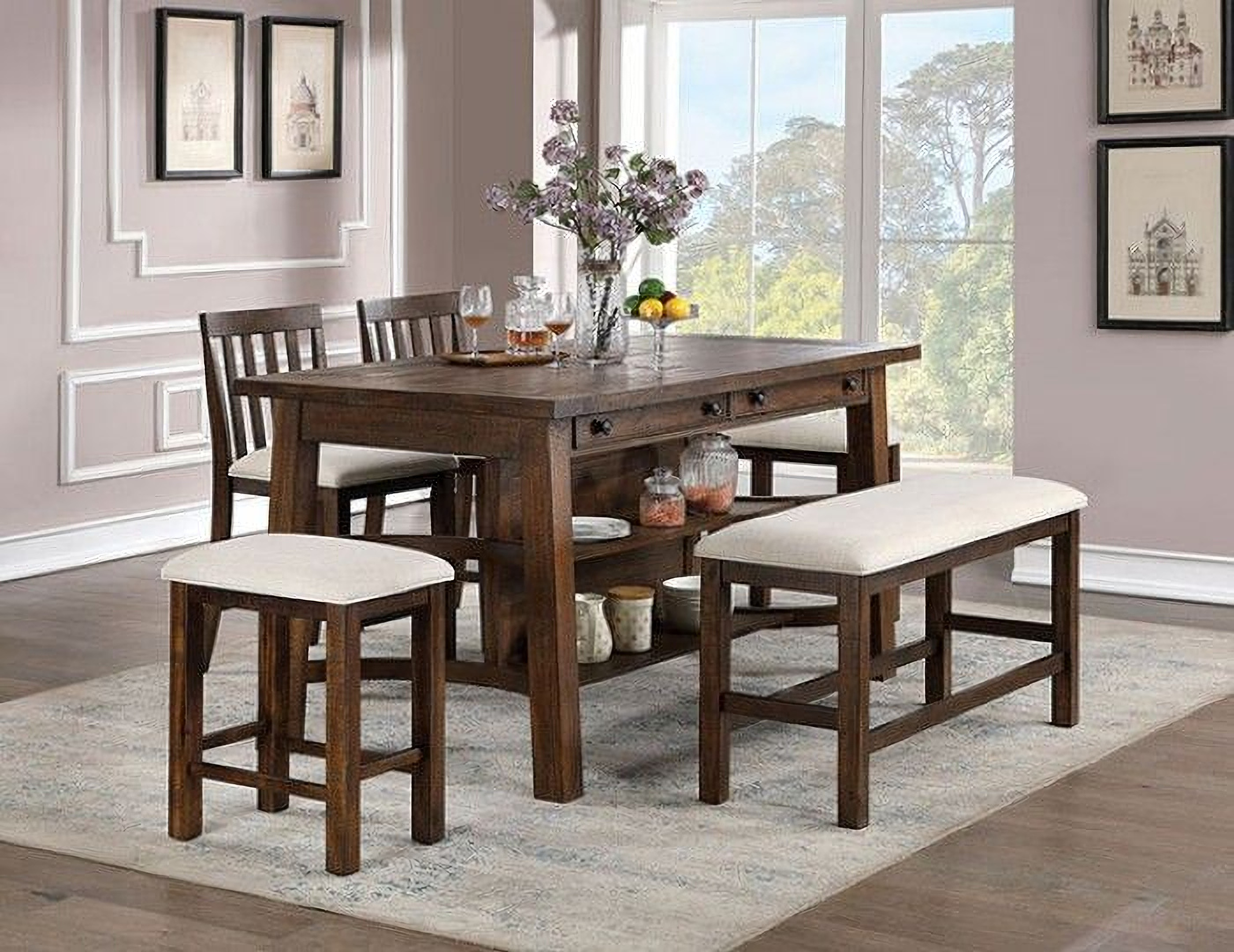 Fredonia Rustic Oak Counter Height Dining Room Set by Furniture of ...