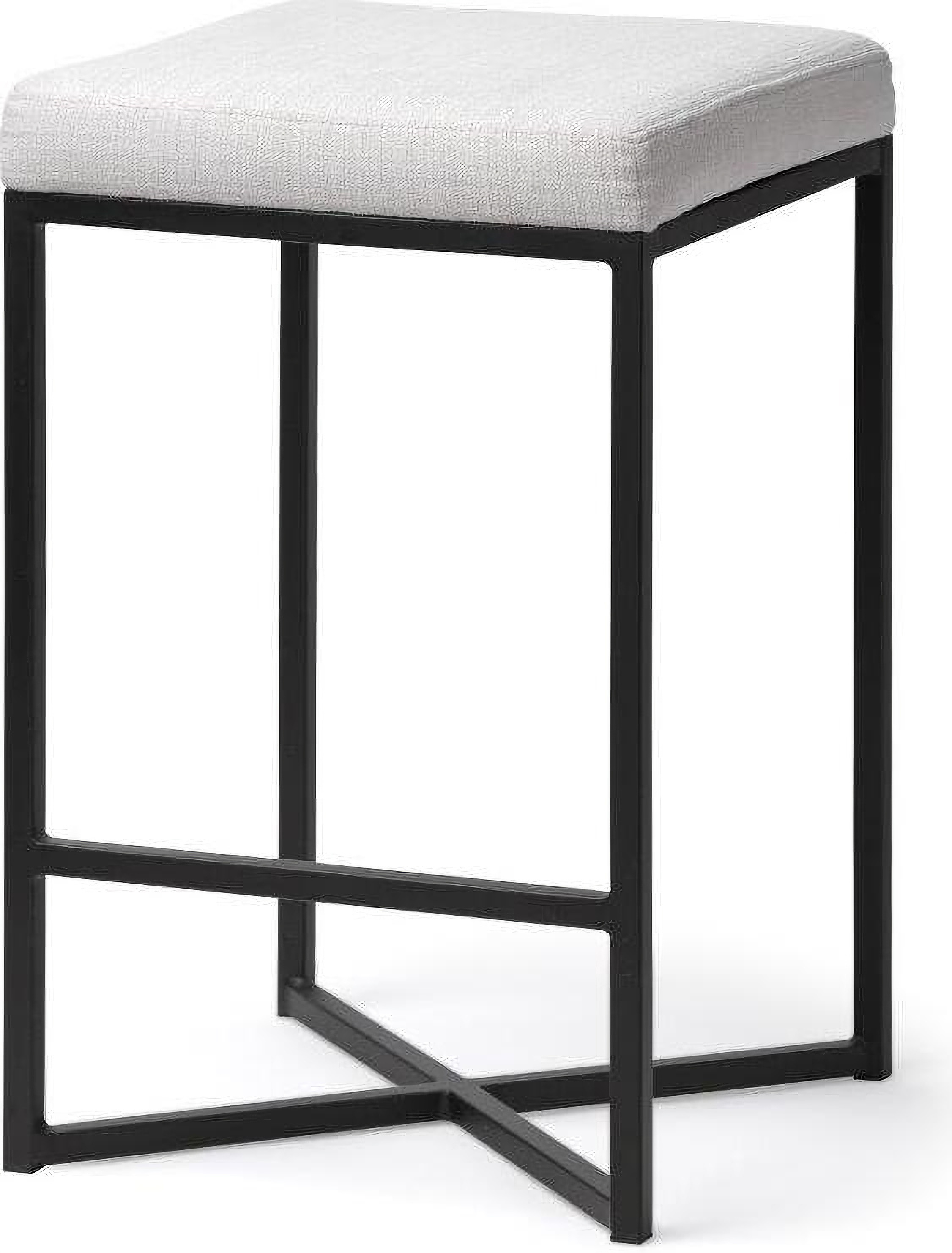 Frodo 26 Inch Seat Height White Fabric Seat Black Metal Base Stool by ...
