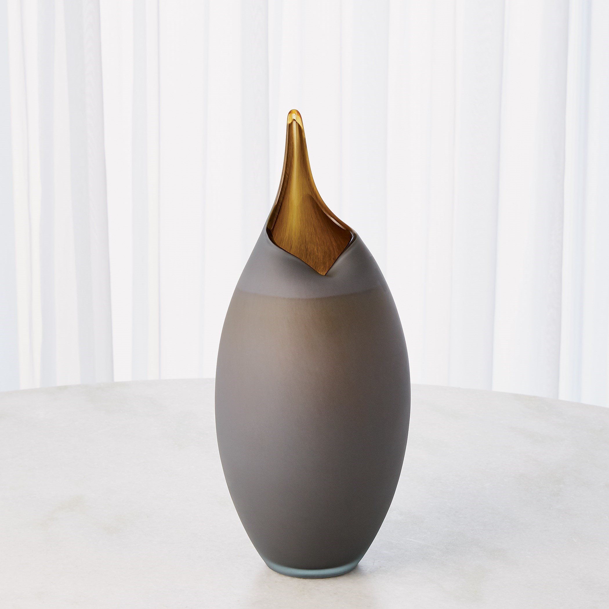 Frosted Grey Small Vase With Amber Casing by Global Views | 1StopBedrooms