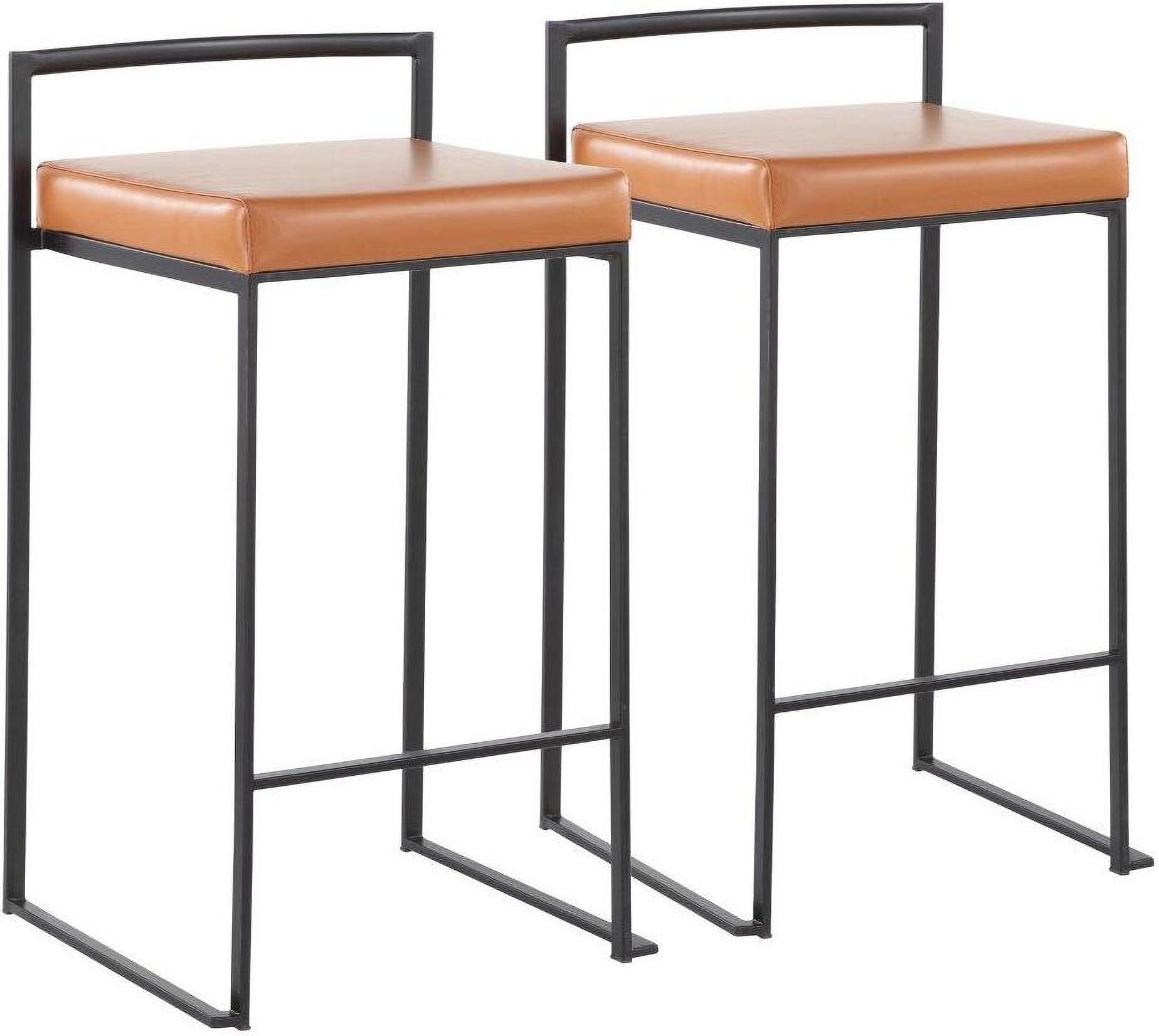 Fuji Contemporary Stackable Counter Stool In Black With Camel Faux ...