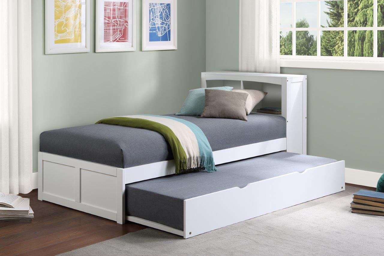 Galen White Youth Bookcase Bedroom Set With Trundle by Homelegance ...
