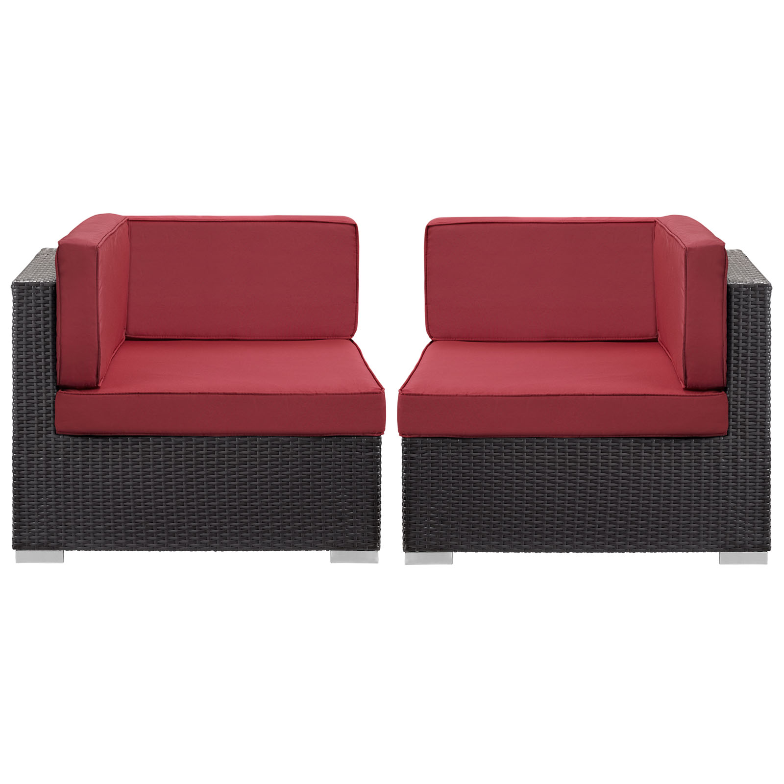 Gather Outdoor Patio Corner Sectional Set of 2 In Espresso and Red by ...