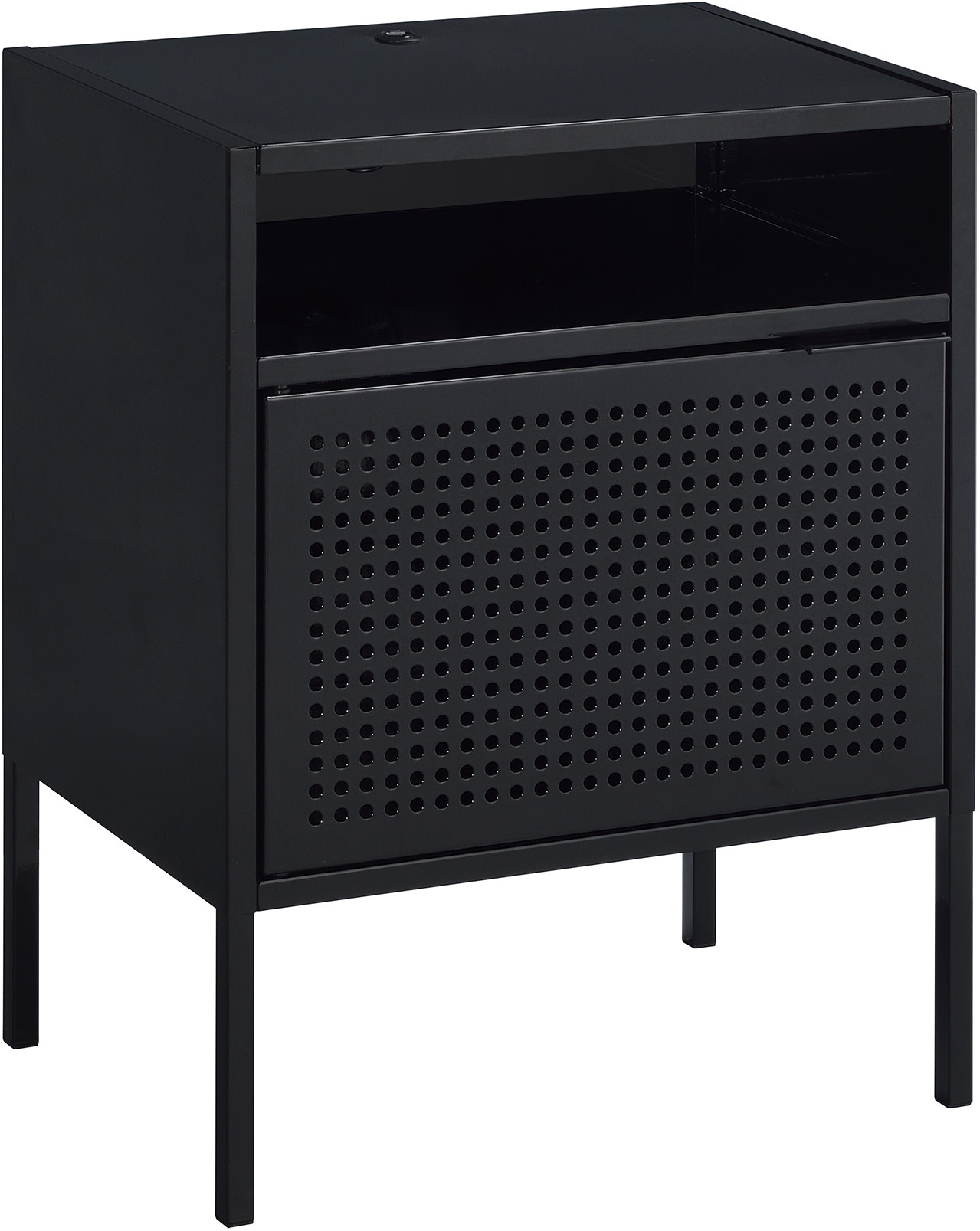 Black nightstand with usb port store