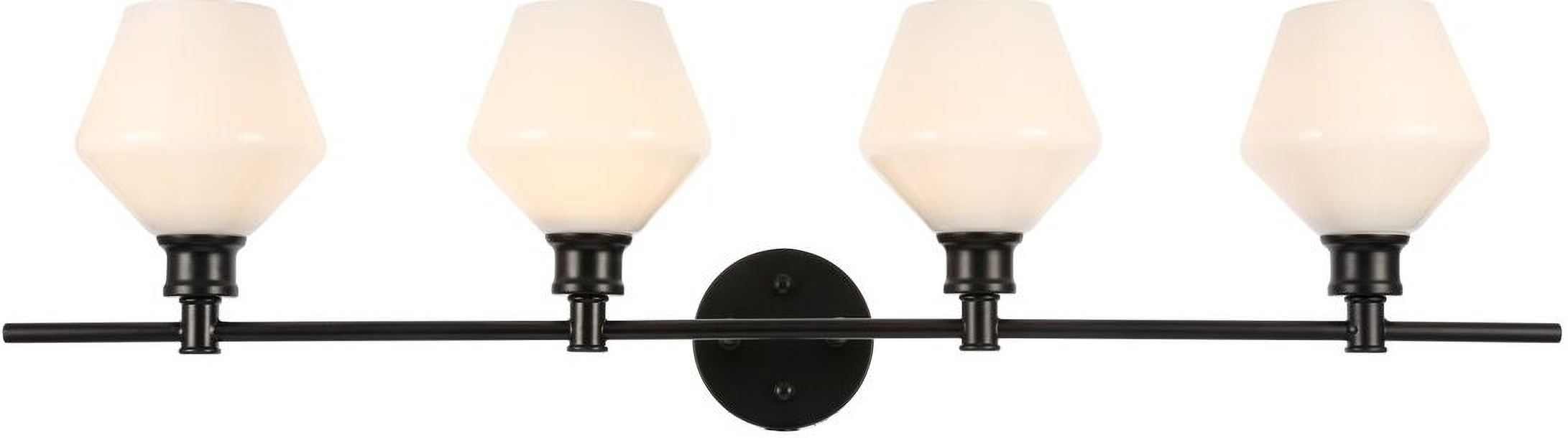 Gene 4 Light Black And Frosted White Glass Wall Sconce by Elegant ...