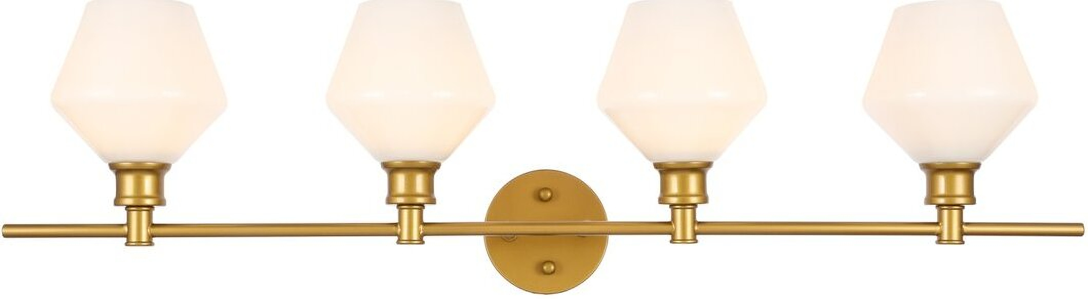 Gene 4 Light Brass And Frosted White Glass Wall Sconce by Elegant ...