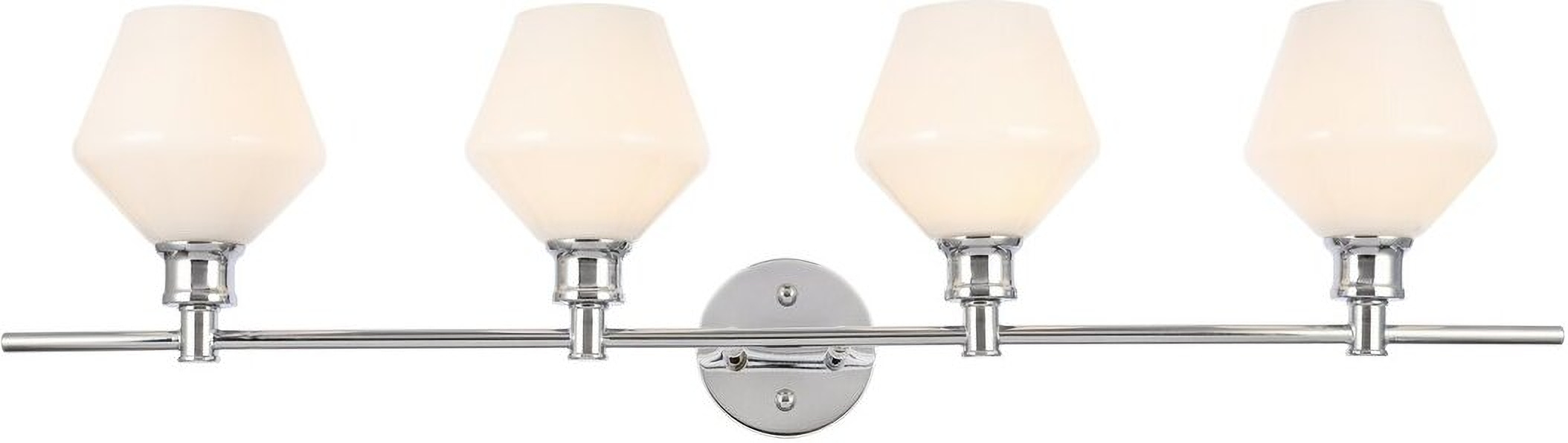 Gene 4 Light Chrome And Frosted White Glass Wall Sconce by Elegant ...
