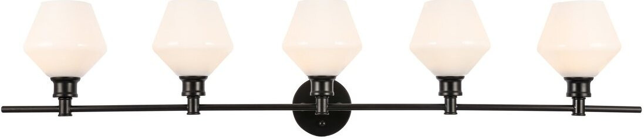Gene 5 Light Black And Frosted White Glass Wall Sconce by Elegant ...