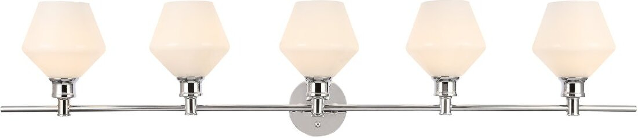 Gene 5 Light Chrome And Frosted White Glass Wall Sconce by Elegant ...