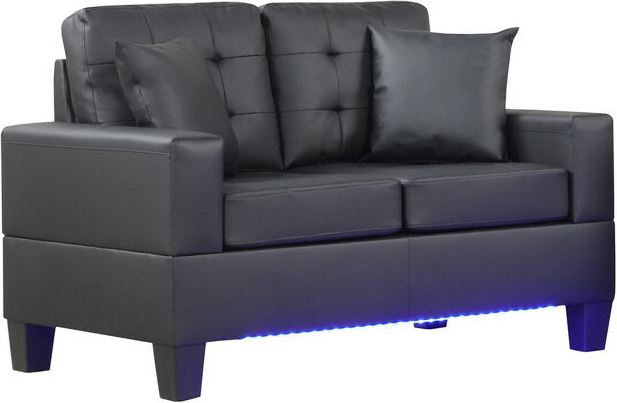 Genesis 55.5 Inch W PVC Fabric Loveseat In Black by Lilola Home ...