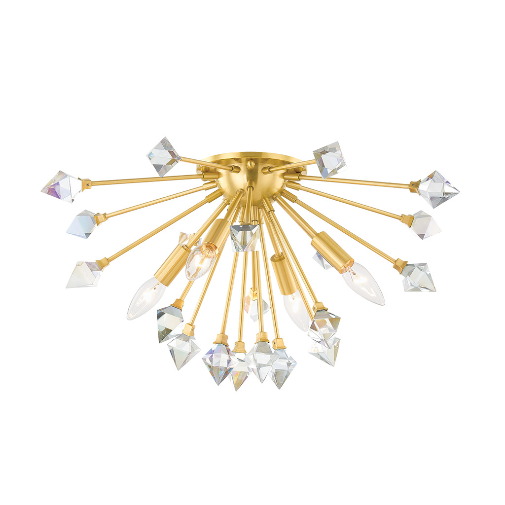 Genesis Flush Mount In Aged Brass by Hudson Valley Lighting | 1StopBedrooms