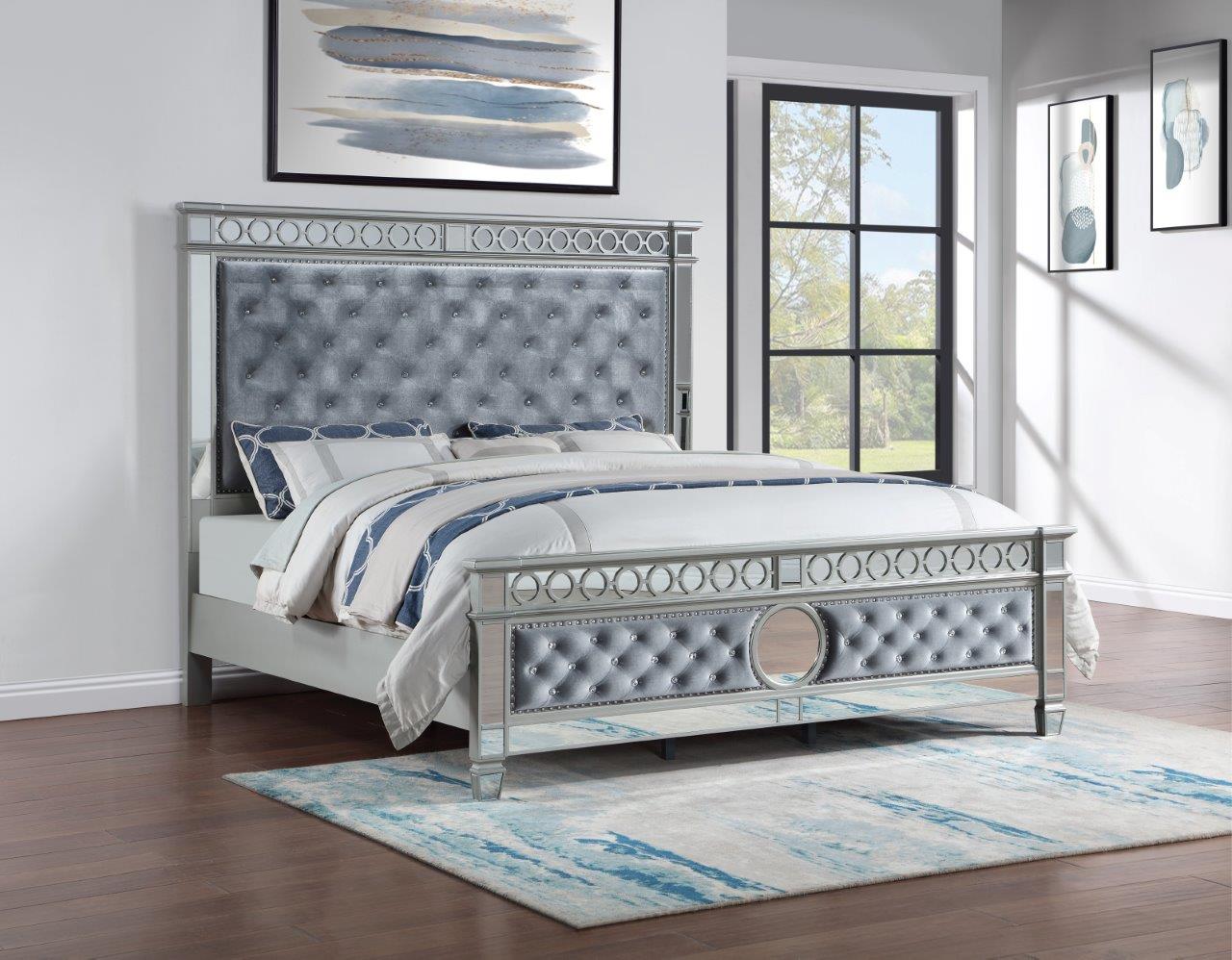 Geneva Panel Queen Bed In Champagne - 1StopBedrooms