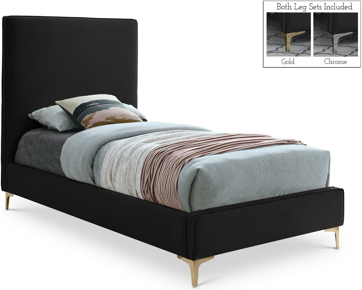 Geri Velvet Twin Bed In Black by Meridian | 1StopBedrooms