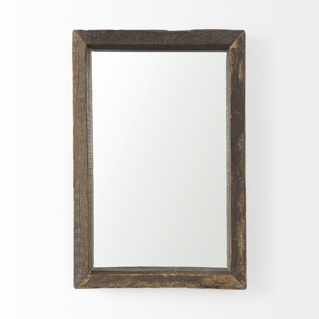 Gervaise 18H Wood Frame Rectangular Wall Mirror In Brown by Mercana ...