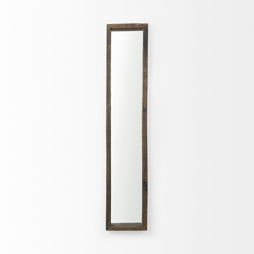 Gervaise 59H Wood Frame Rectangular Wall Mirror In Brown by Mercana ...