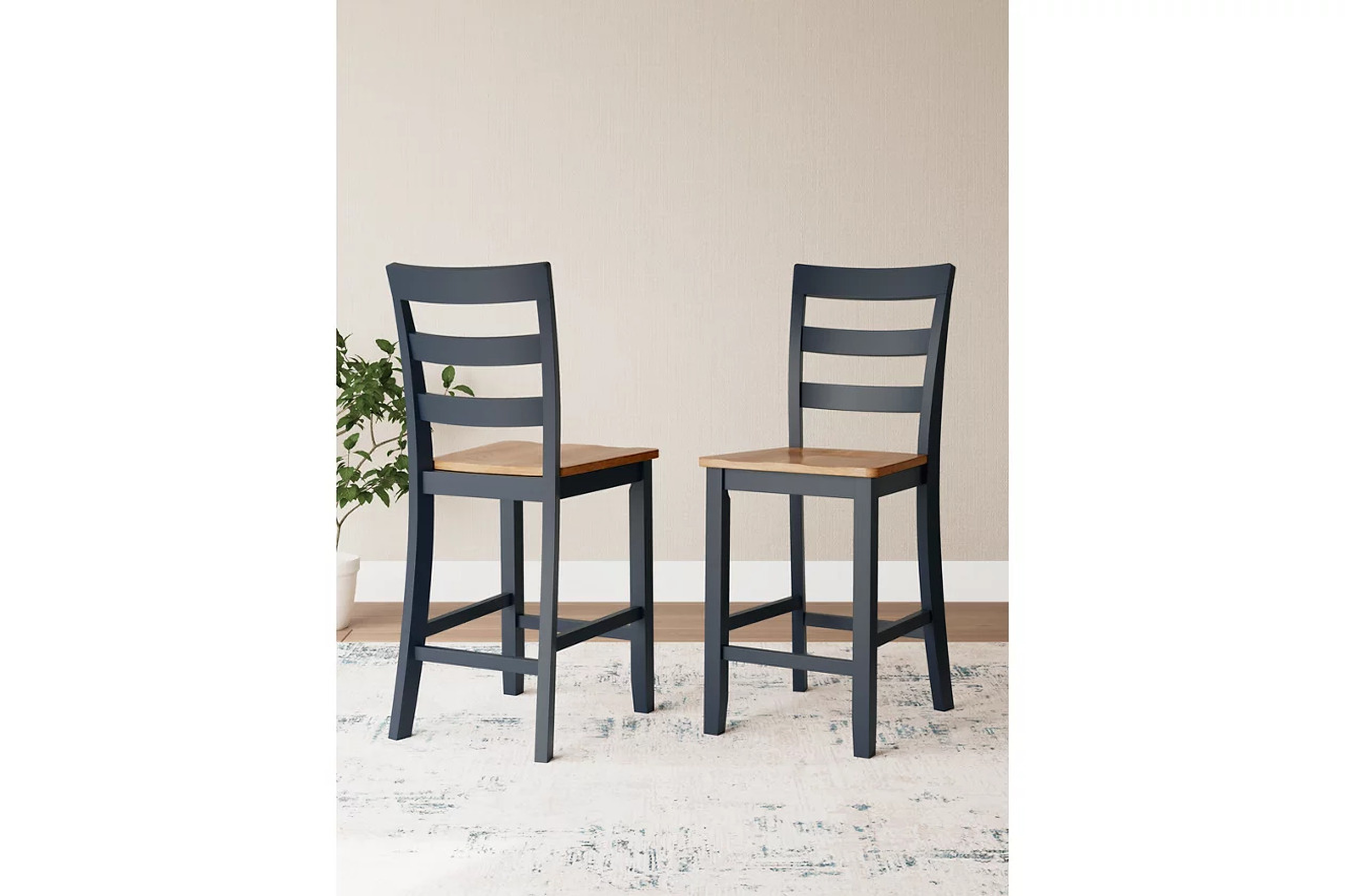 Gesthaven Counter Height Barstool Set of 2 In Natural and Blue by ...