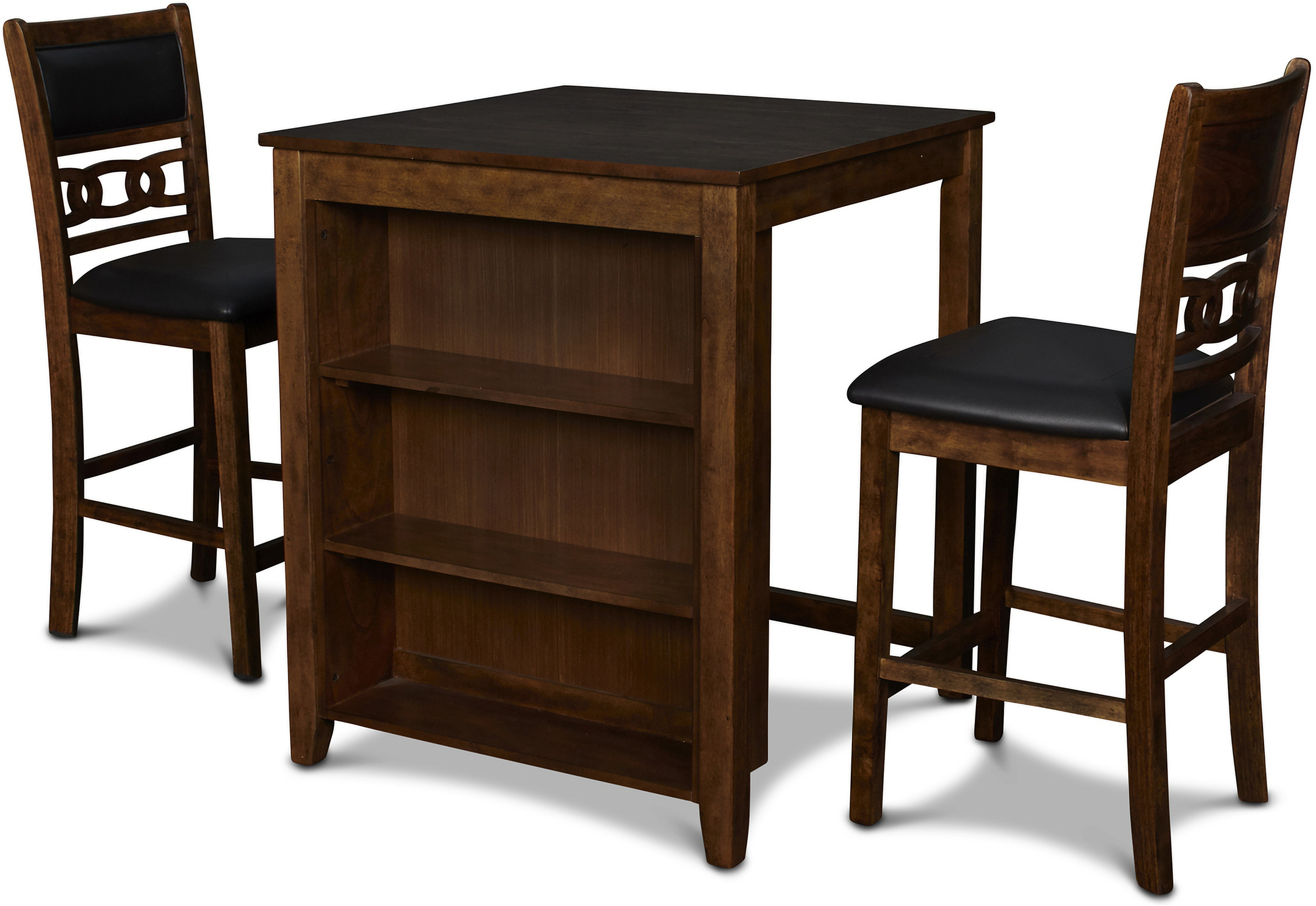 Gia 3 Piece 30 Inch Storage Counter Table and 2 Chairs In Brown by New ...