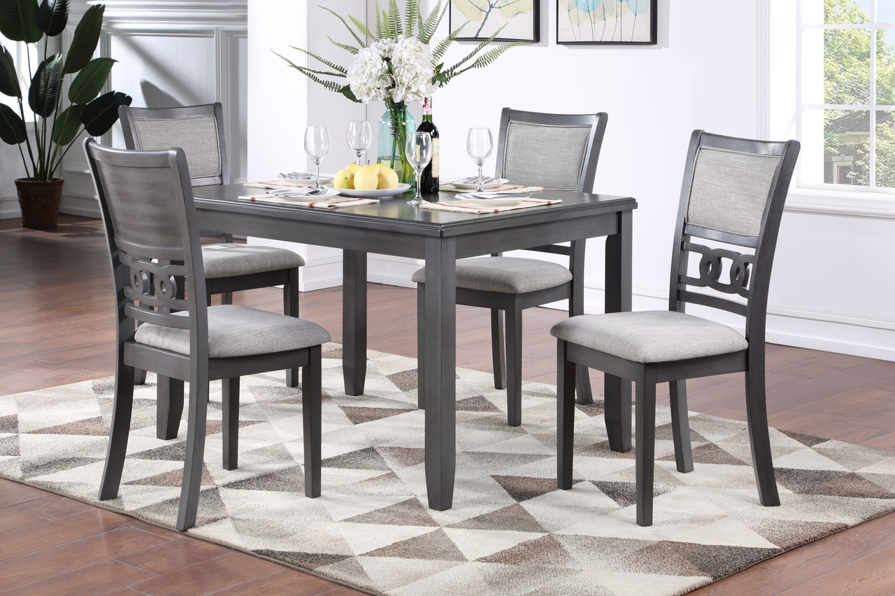 Gia 5 Pc 48 Inch Rectangle Dining Table and 4 Chairs In Gray by New ...