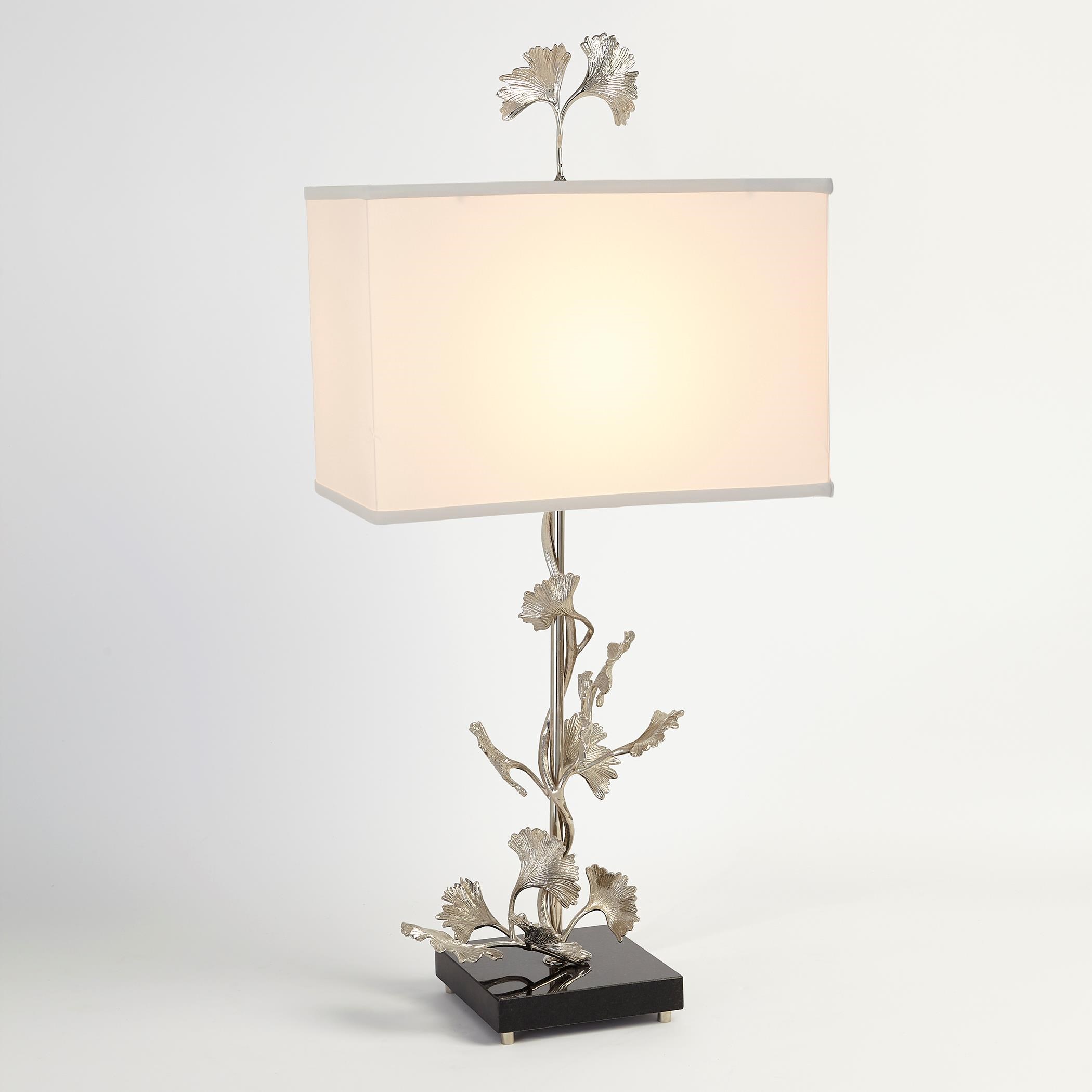 Ginkgo Table Lamp In Nickel by Global Views | 1StopBedrooms