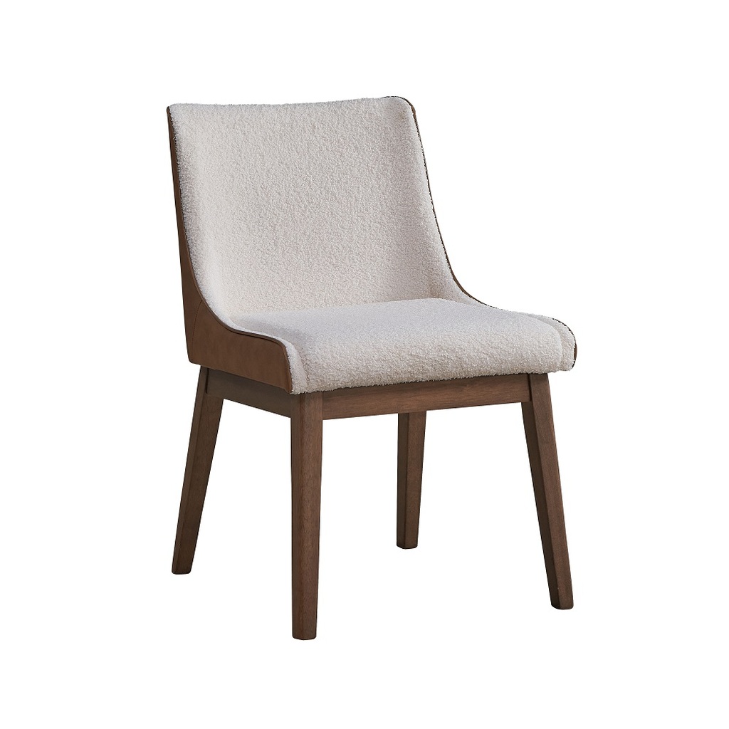 Ginny Side Chair Set of 2 In White Brown Velvet and Walnut by ACME ...