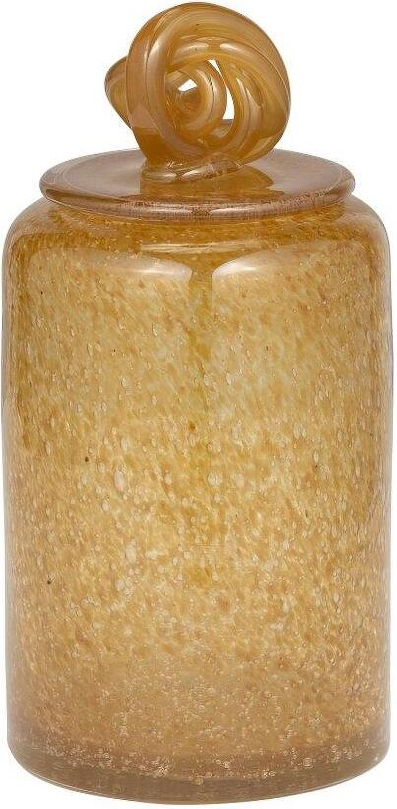 Glass 10 Inch Jar With Knot Lid In Amber Bubble by Sagebrook Home ...