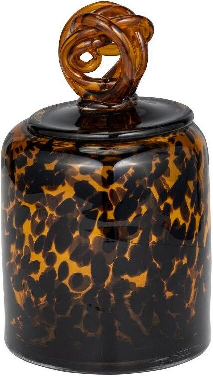 Glass 8 Inch Jar With Knot Lid Tortoise by Sagebrook Home | 1StopBedrooms