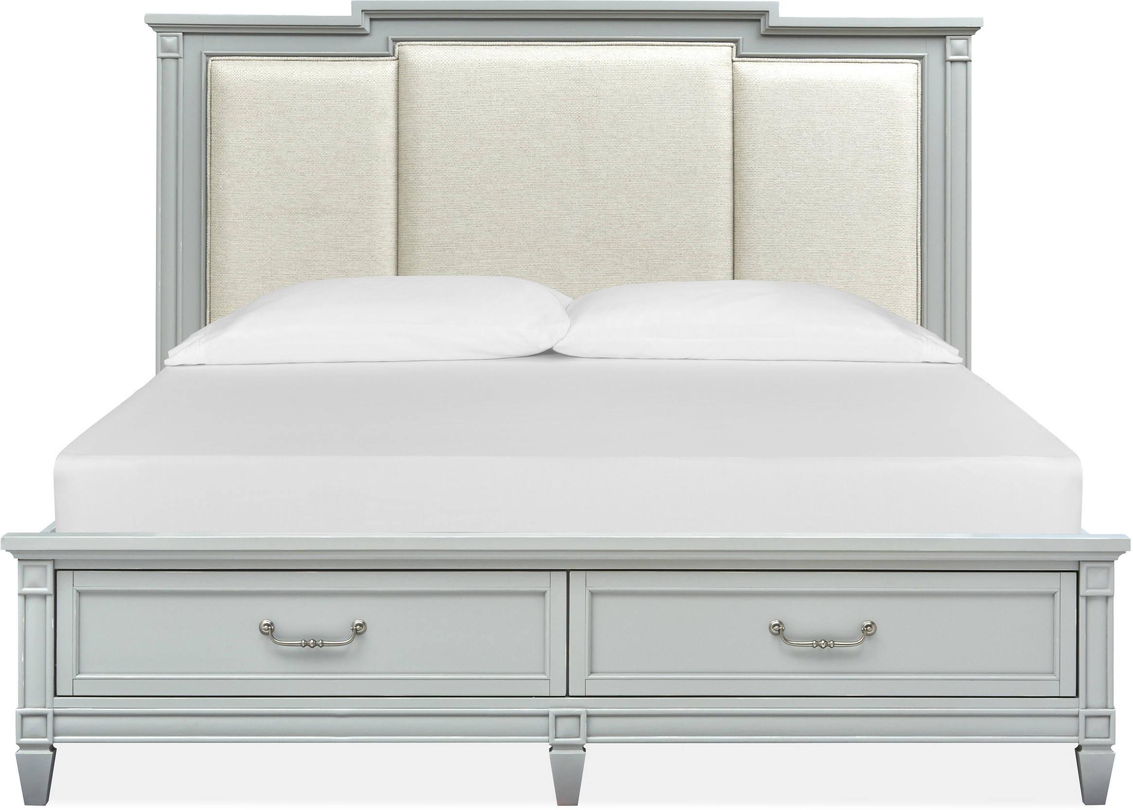 Glenbrook Queen Panel Storage Bed with Upholstered Headboard In Pebble ...