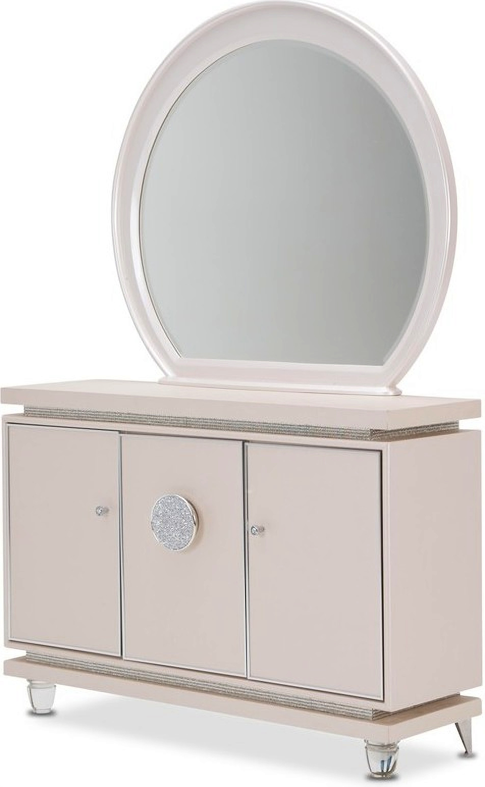 Glimmering Heights Ivory Sideboard and Mirror by Michael Amini ...