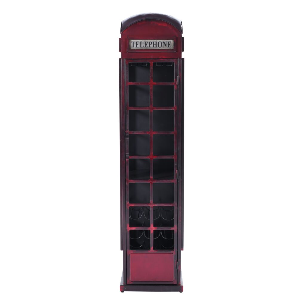 Glory Days Telly Vintage Telephone Booth Lounge Bar Cabinet with Wine ...