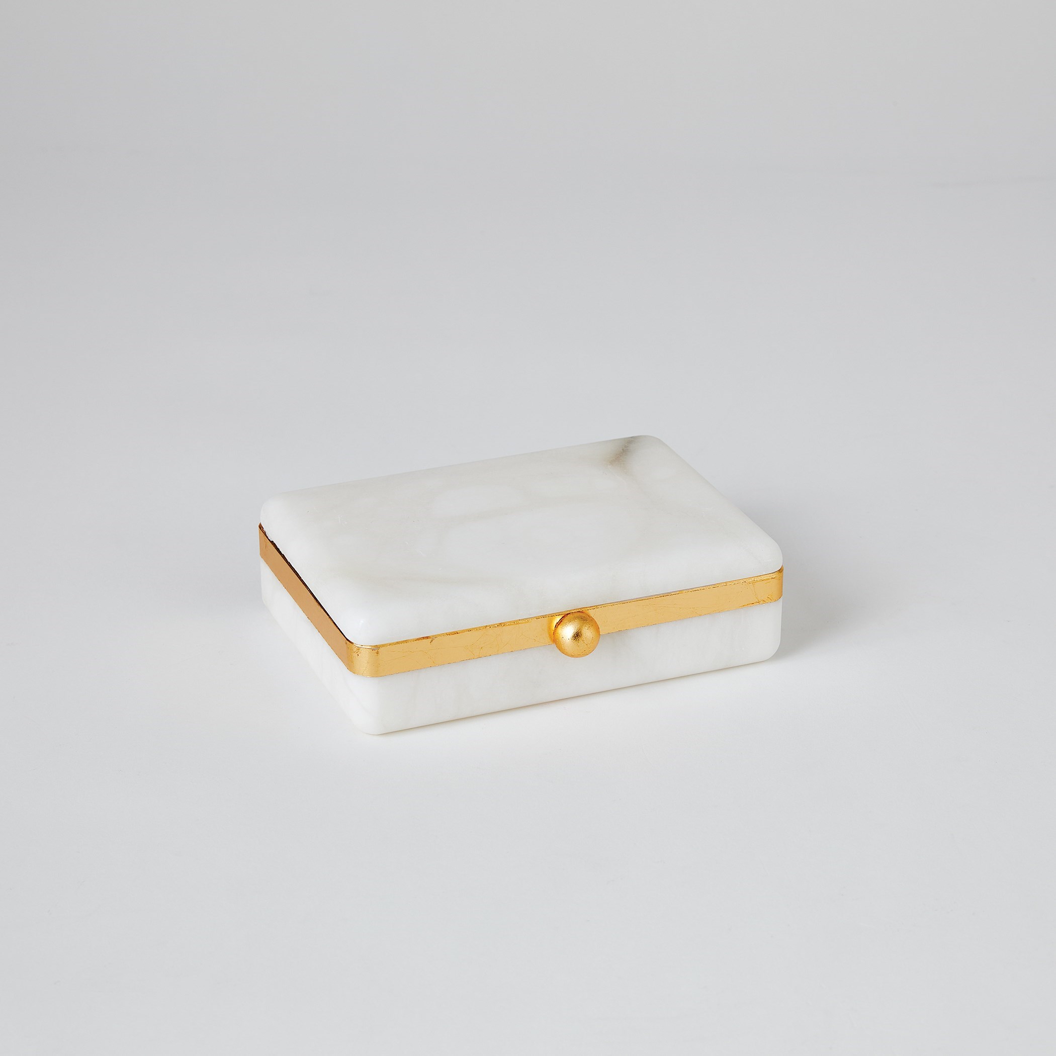 Gold Band Swivel Alabaster Medium Box In Gold by Global Views ...
