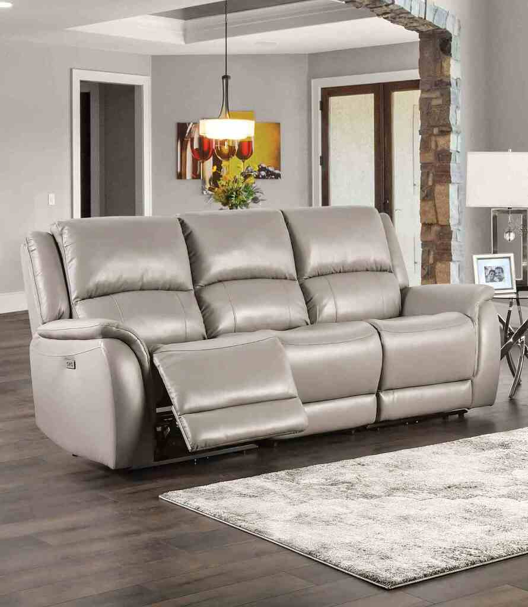 Gorgius Power Sofa In Light Gray by Furniture of America | 1StopBedrooms