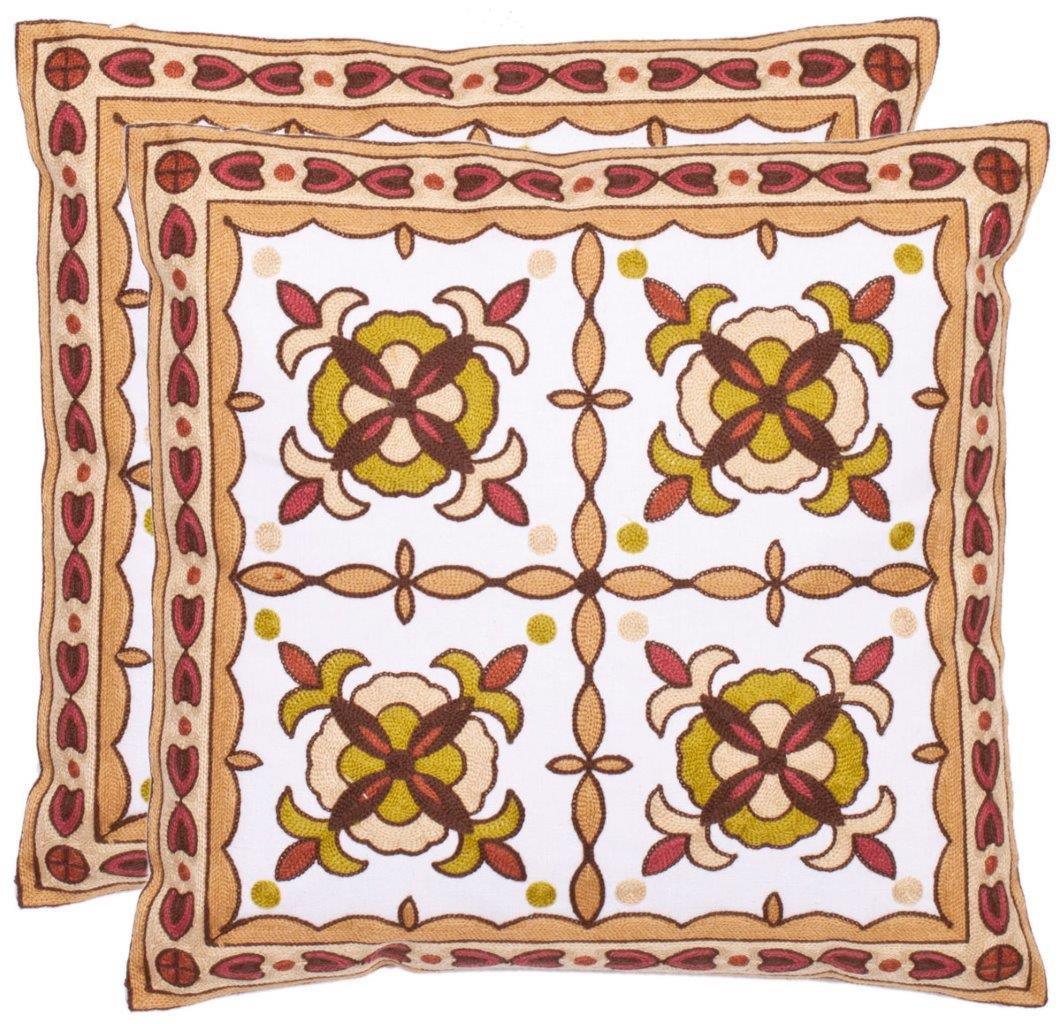 Gorgon Tiles Pillow Set of 2 in Green and Beige by Safavieh | 1StopBedrooms