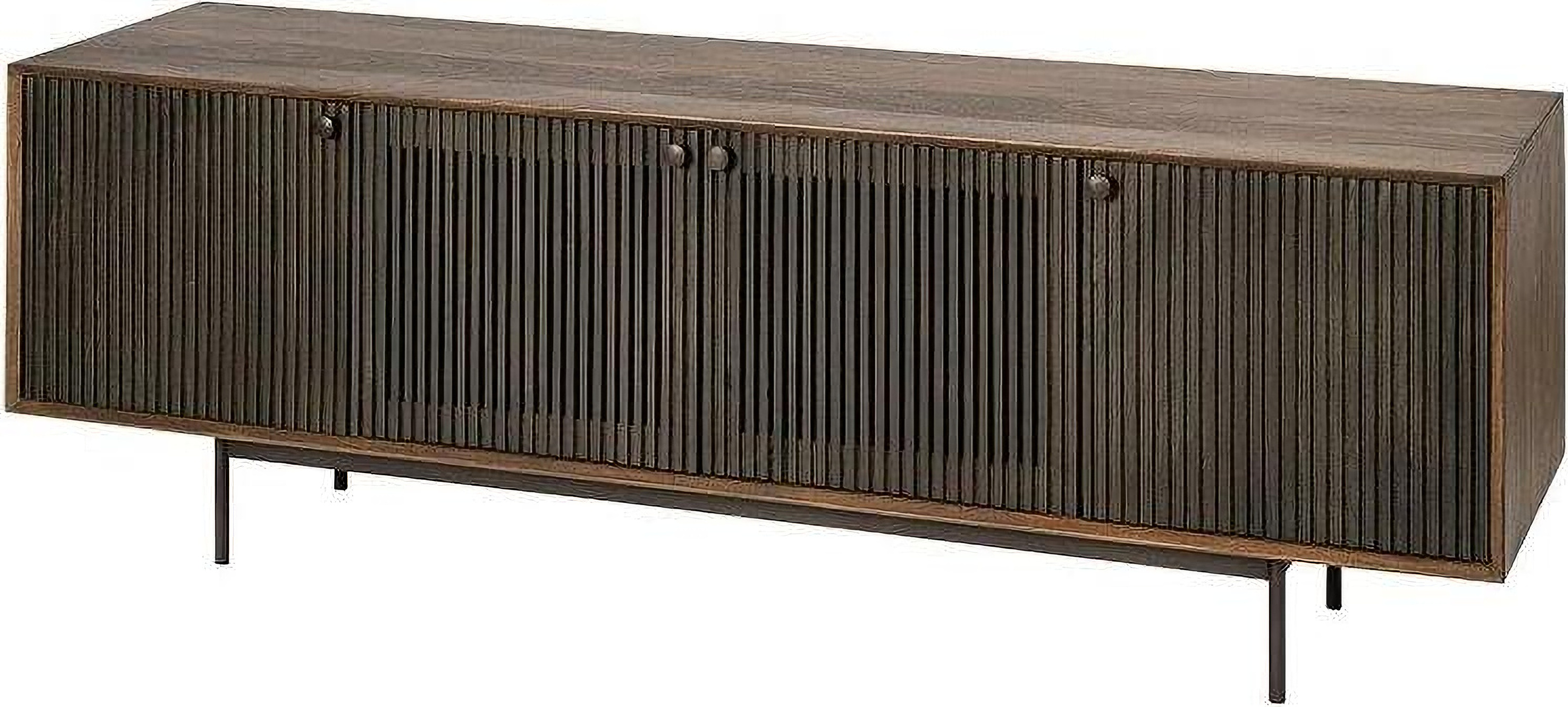 Grace I Two-Toned Brown Solid Wood TV Stand Media Console With Slated ...