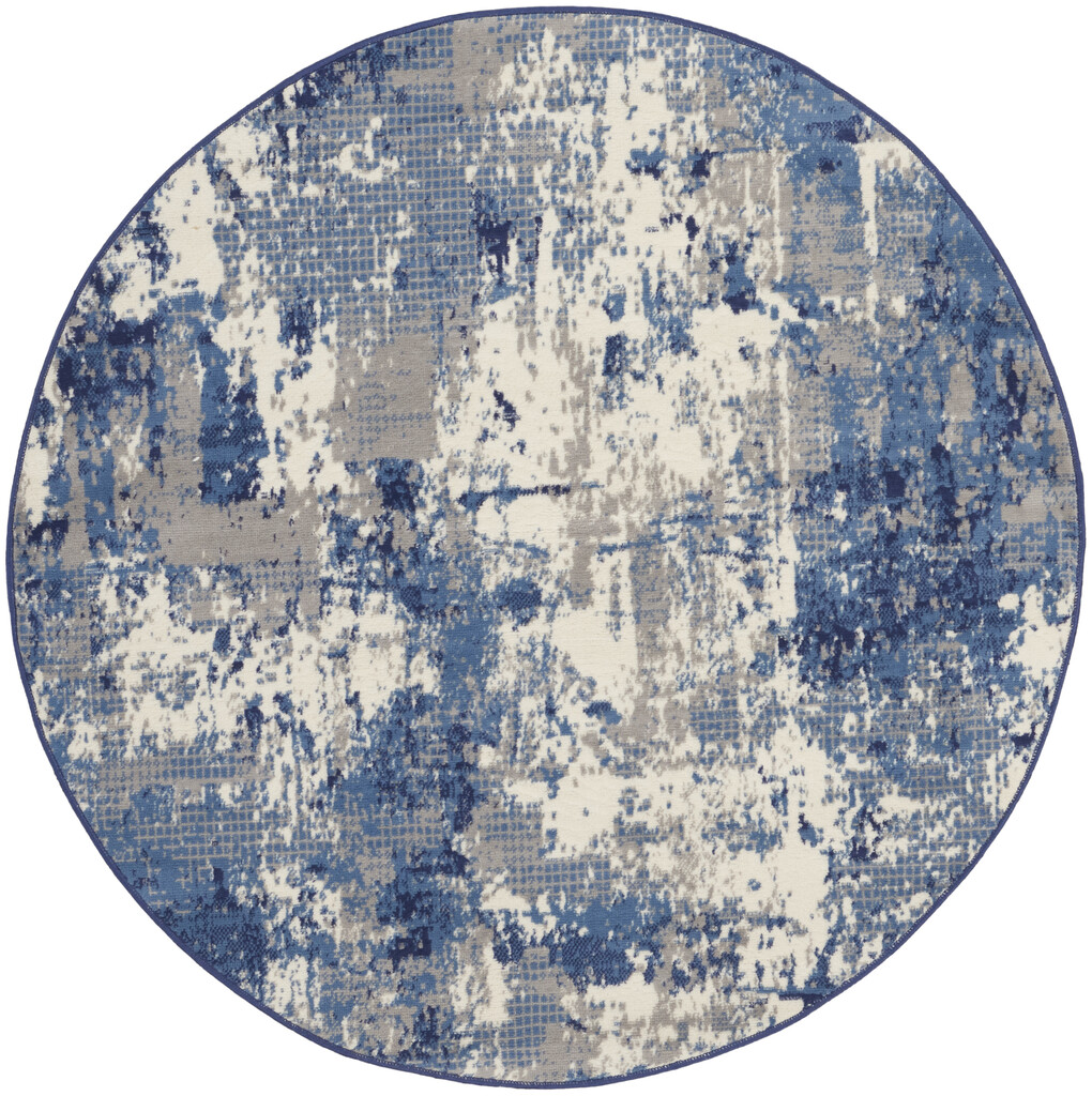 Grafix 5'3" x 5'3" Round Indoor Rug In Navy Blue by Nourison ...