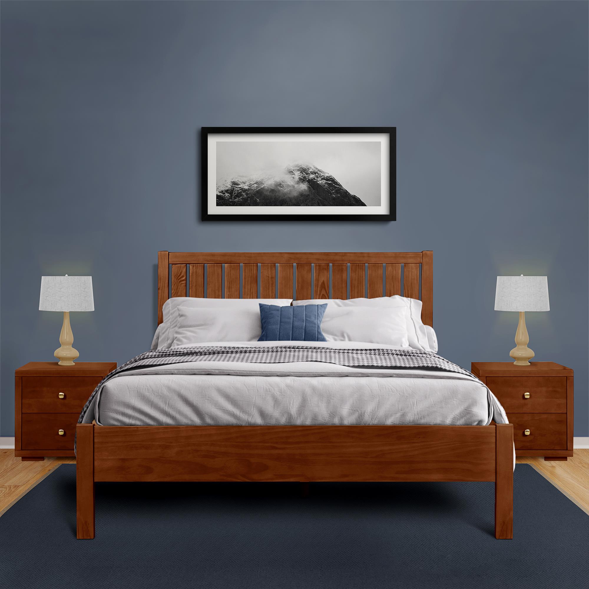 Graham Wooden King Platform Bed with 2 Nightstands In Walnut by Camden ...