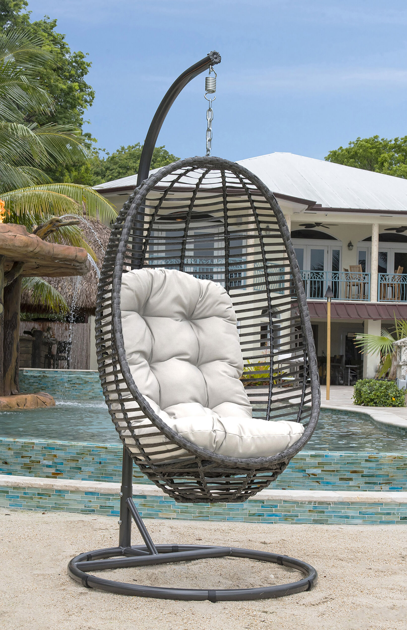 Graphite 2-Piece Hanging Chair with Cushion In Gray by Pelican Reef ...