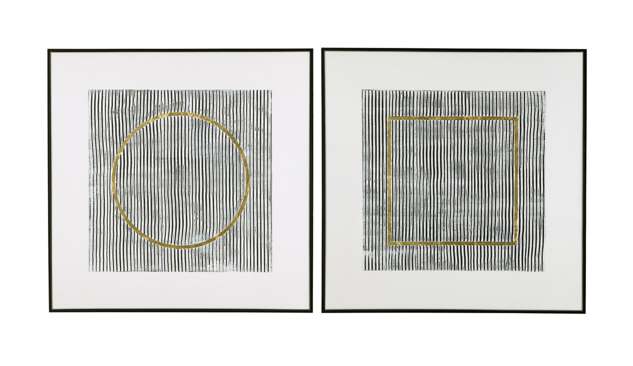 Graphite Framed Canvas Set of 2 In Black by Bassett Mirror Company ...