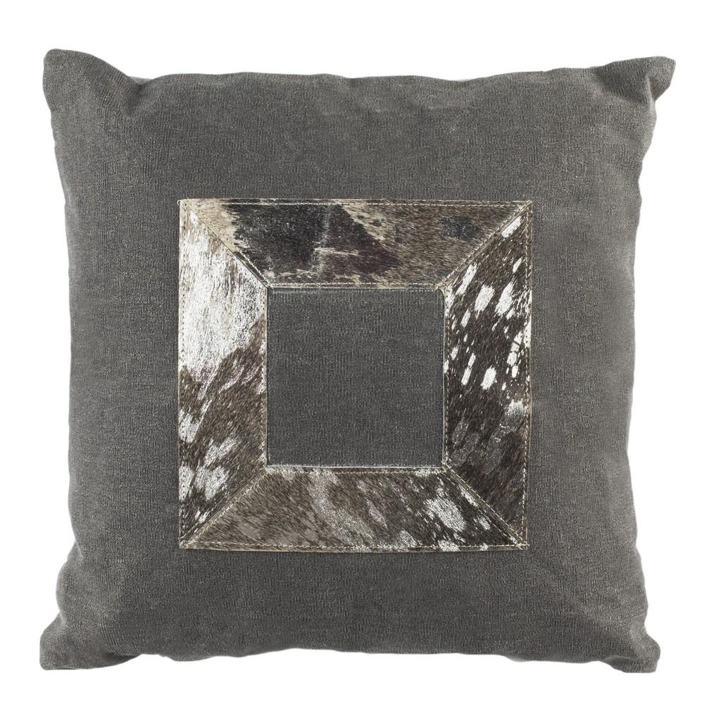 Grayer Metallic Cowhide 20 x 20 Pillow in Grey and Silver by Safavieh ...