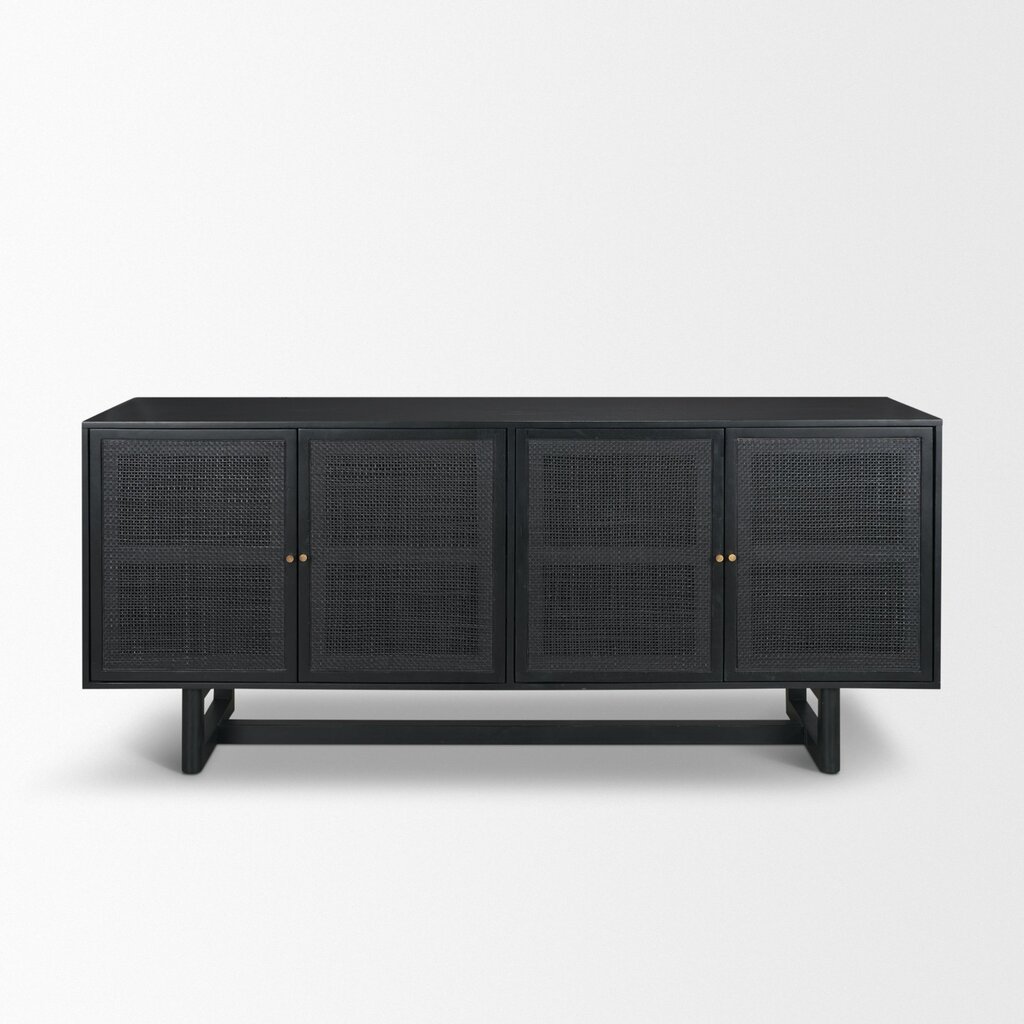 Grier 72 Inch Wood Sideboard with Cane In Black by Mercana | 1StopBedrooms