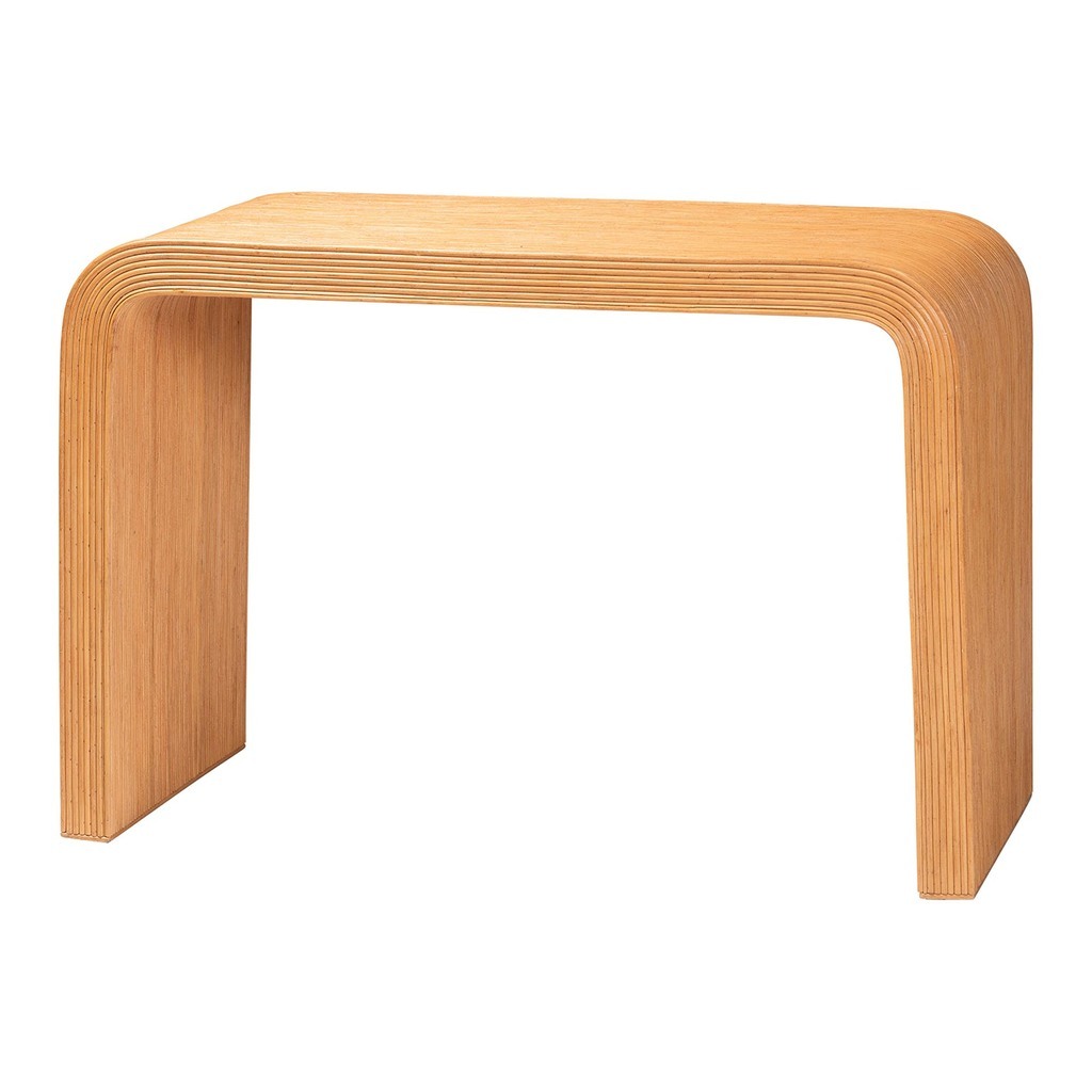 Guevara Fluted Rattan Console Table In Light Honey by Baxton Studio ...