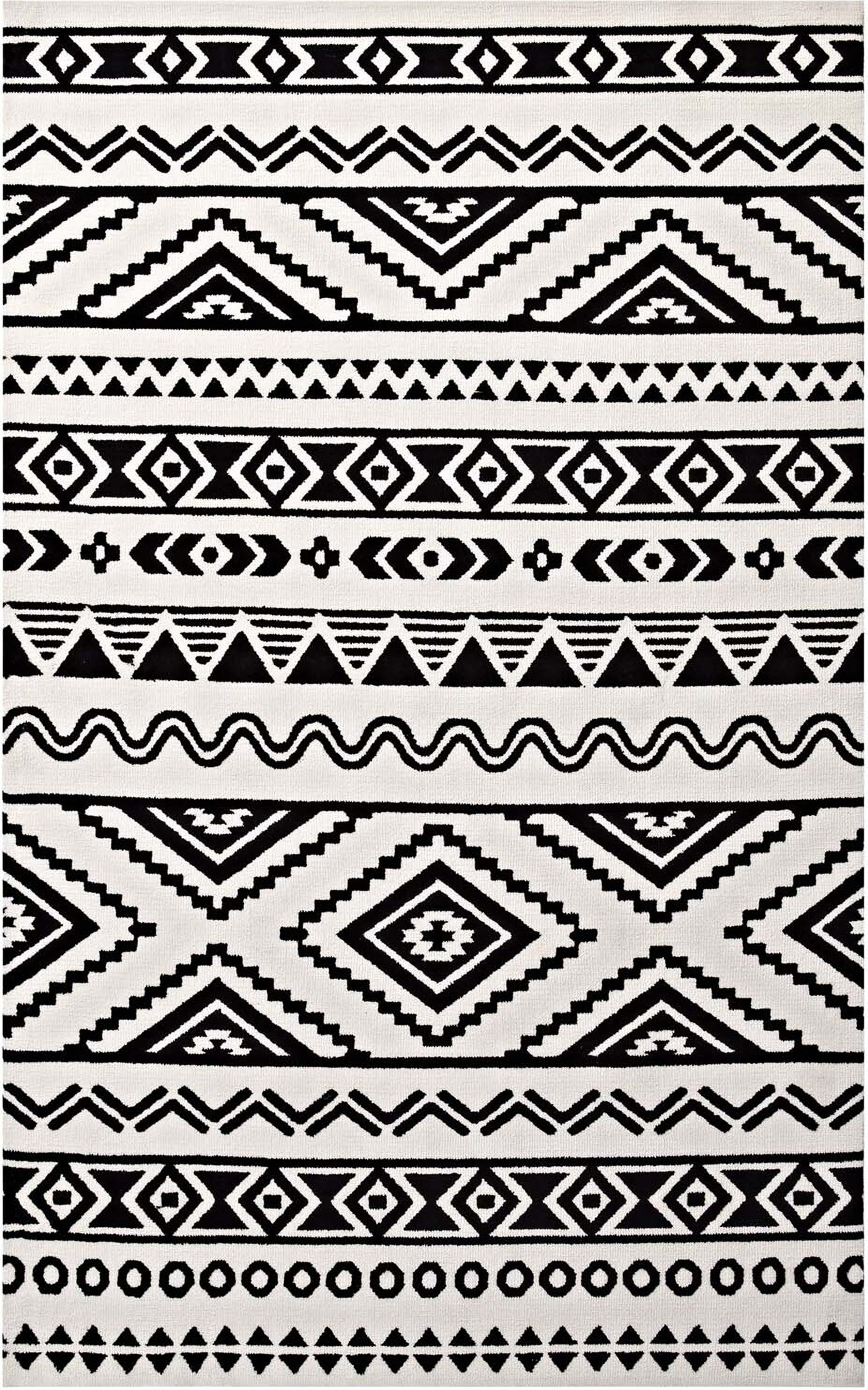 Haku Black and White Geometric Moroccan Tribal 5x8 Area Rug by Modway ...
