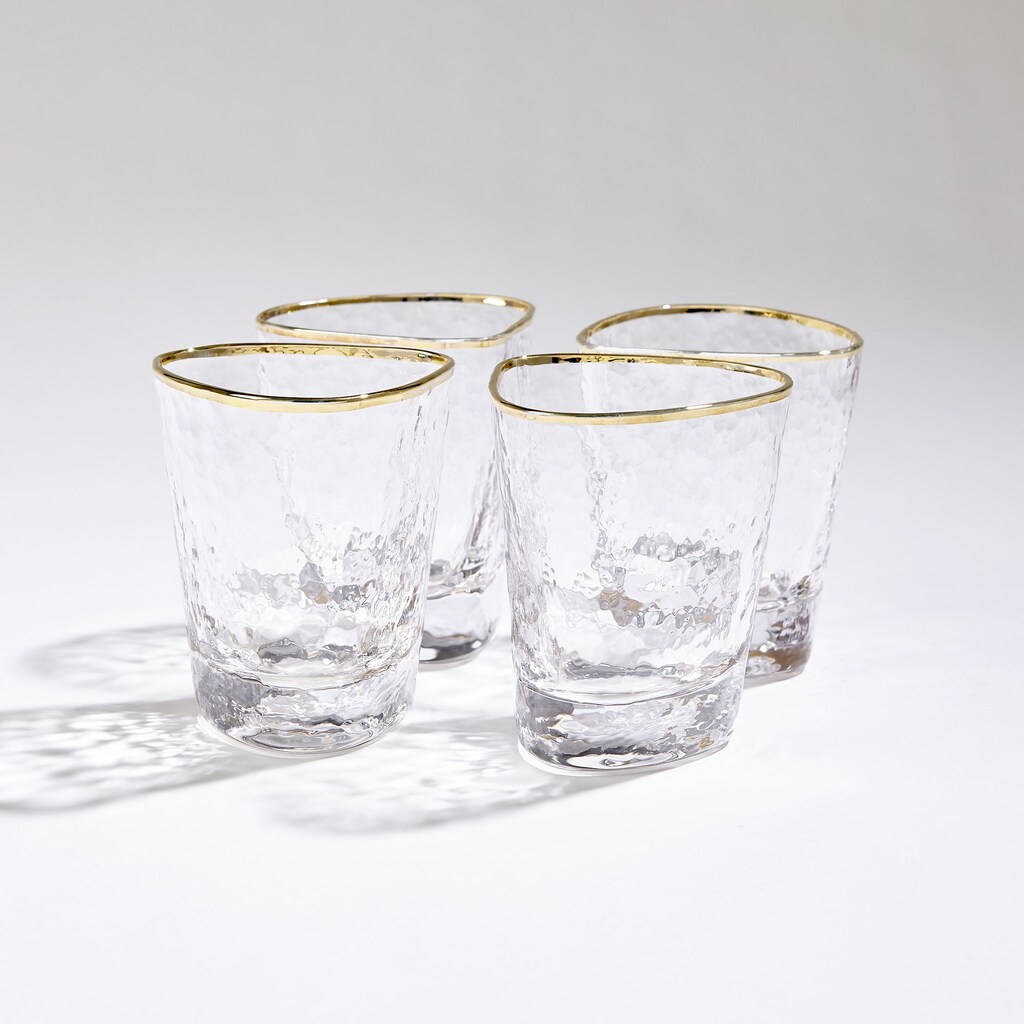 Hammered DOF Glasses Set of 4 In Clear and Gold by Global Views ...