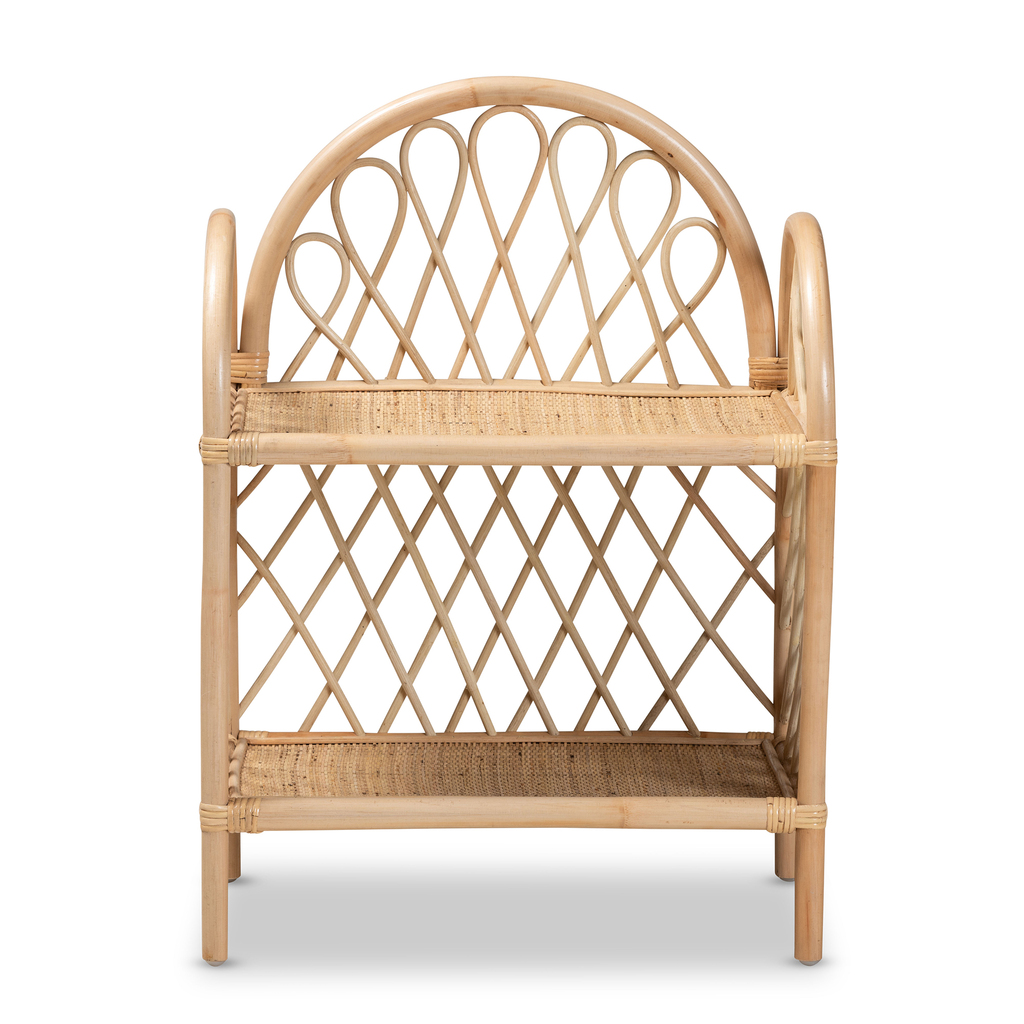 Hammond Rattan 2-Tier Display Shelf In Natural Brown by Baxton Studio ...