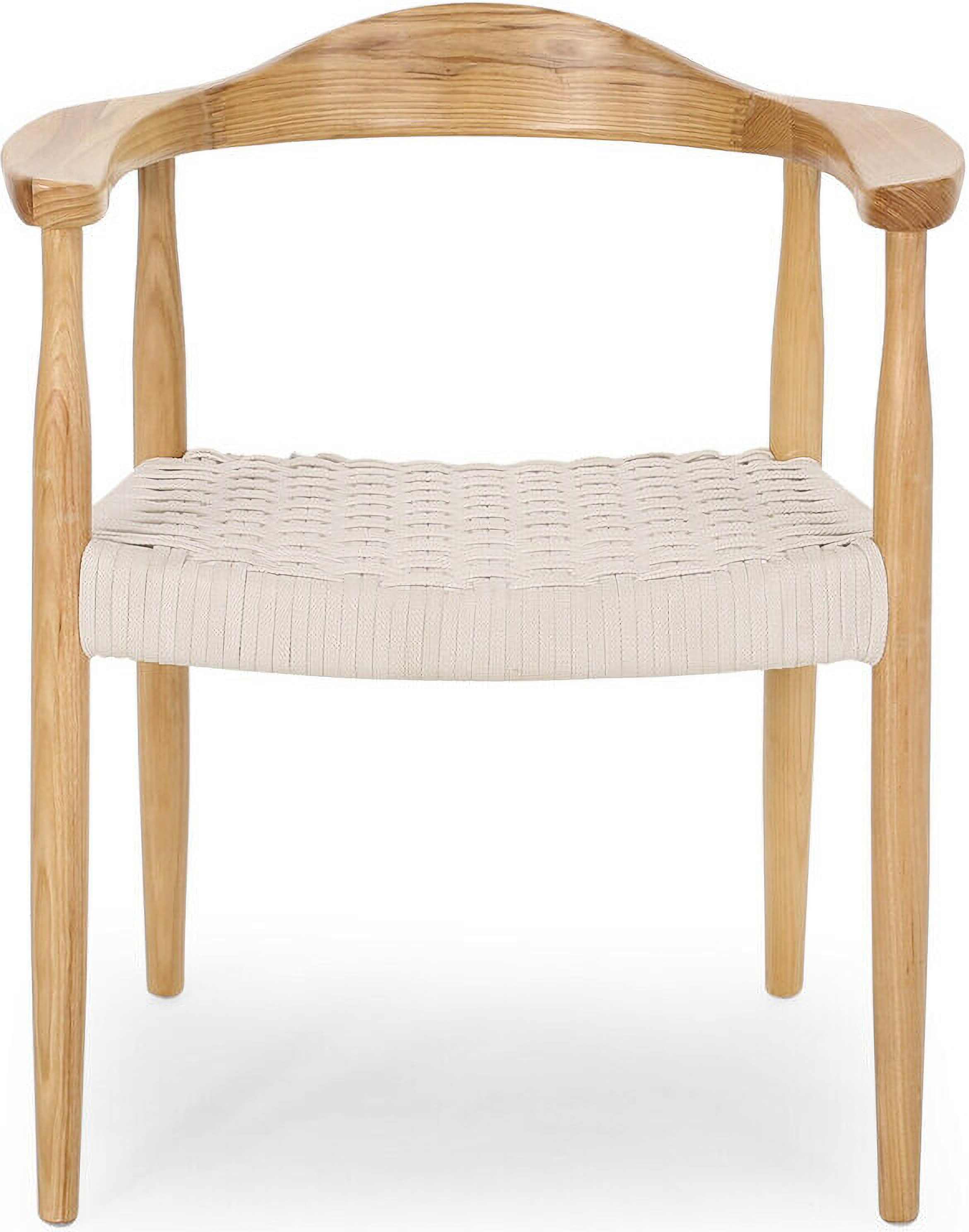 Handmade Flat Rope Weave with Smooth Ash Wood Frame Arm Chair In White ...