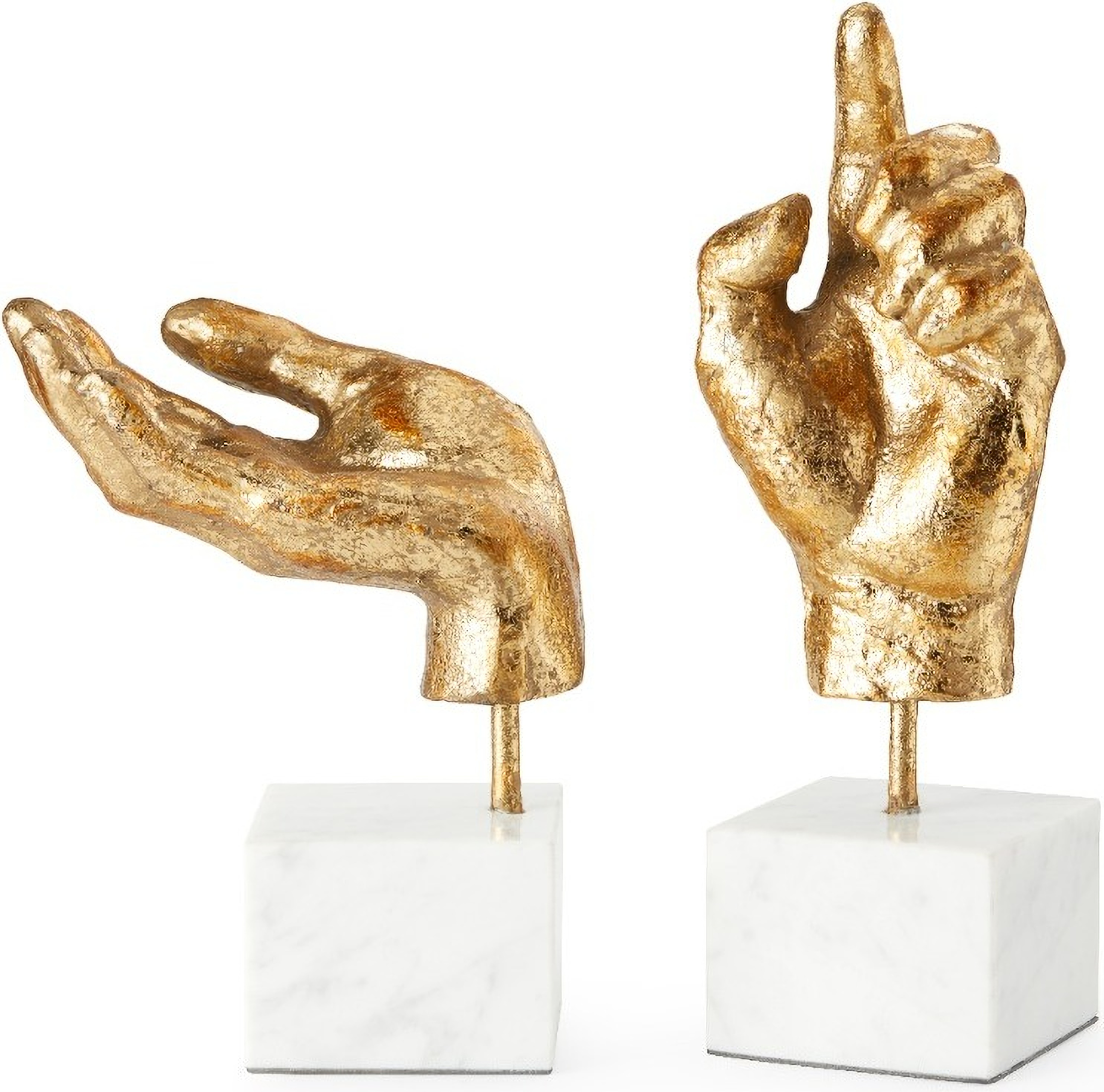 Hands Statue Set of 2 In Gold Leaf by Villa & House | 1StopBedrooms