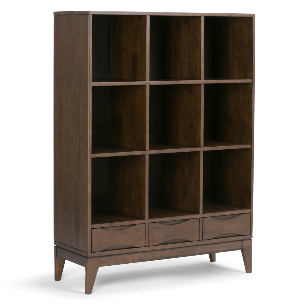 Harper Solid Hardwood Cube Storage with Drawers In Walnut Brown by ...