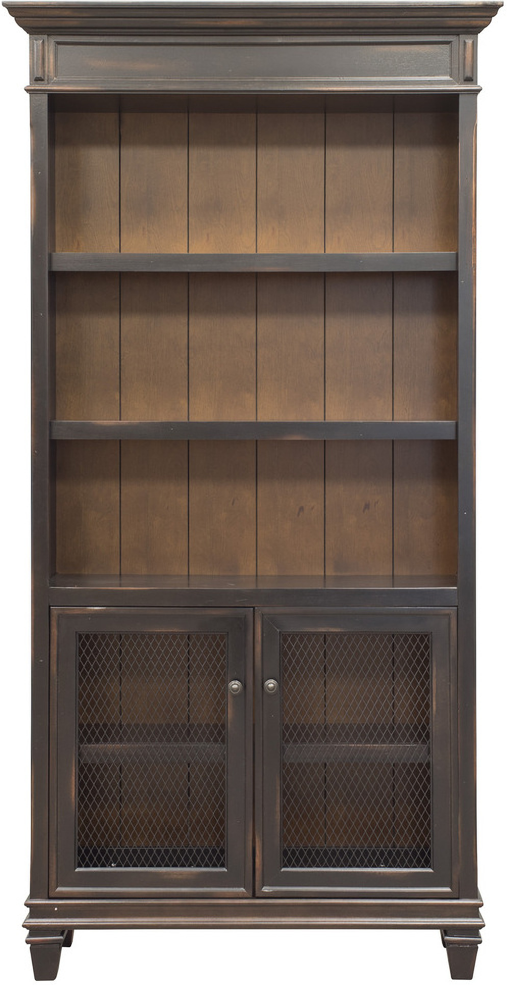 Hartford Open Wood Bookcase In Two Toned Black by Martin Furniture ...