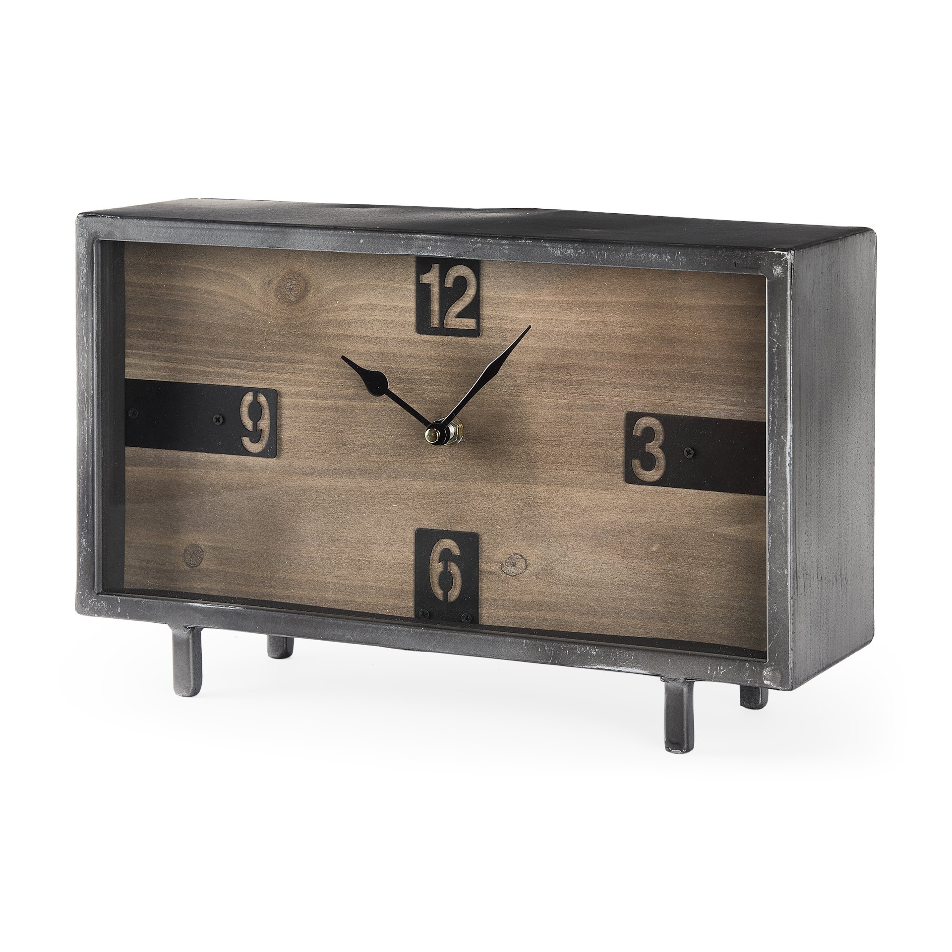 Harvey Metal and Wood Rectangular Table Clock In Black by Mercana ...