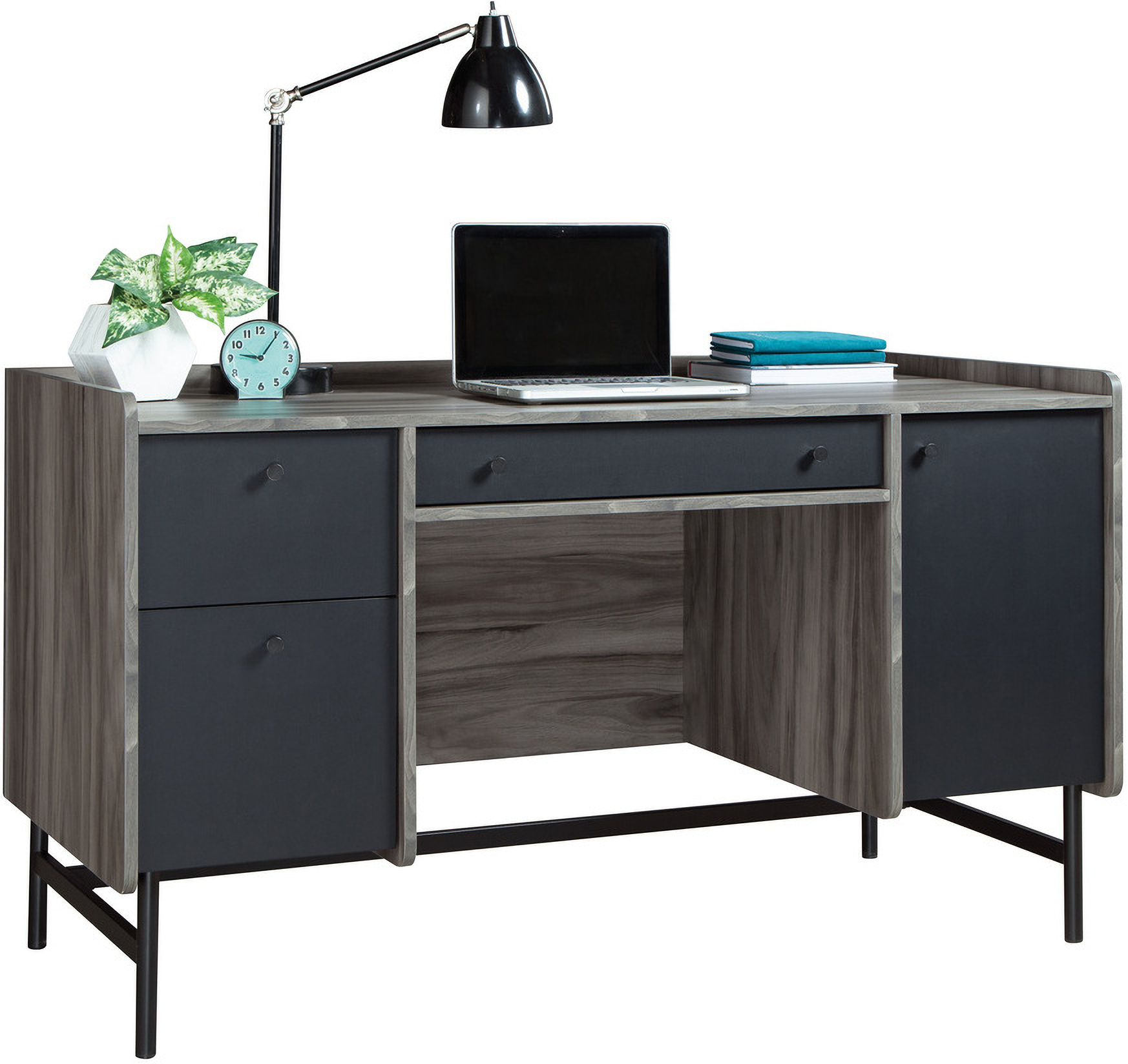 Harvey Park 54 Inch Desk In Jet Acacia by Sauder 1StopBedrooms